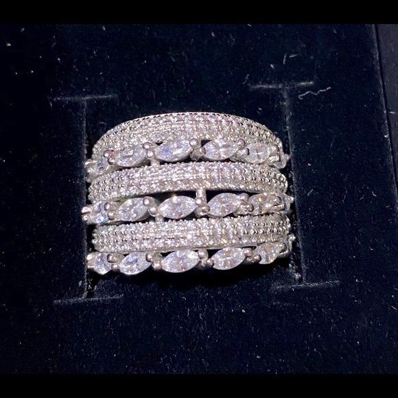 Jewelry | Multi Row Half Eternity Cz Ring | Poshmark